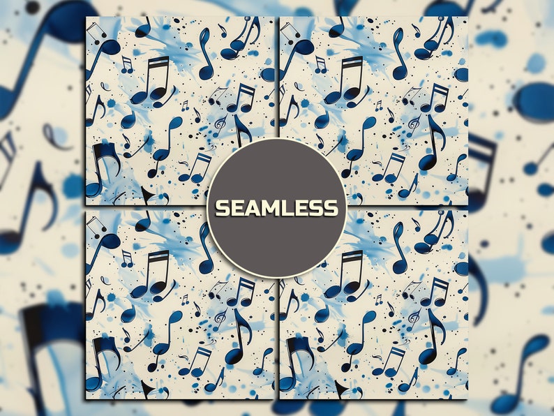 Musical Notes Seamless Pattern Digital Download Tile Background Music ...