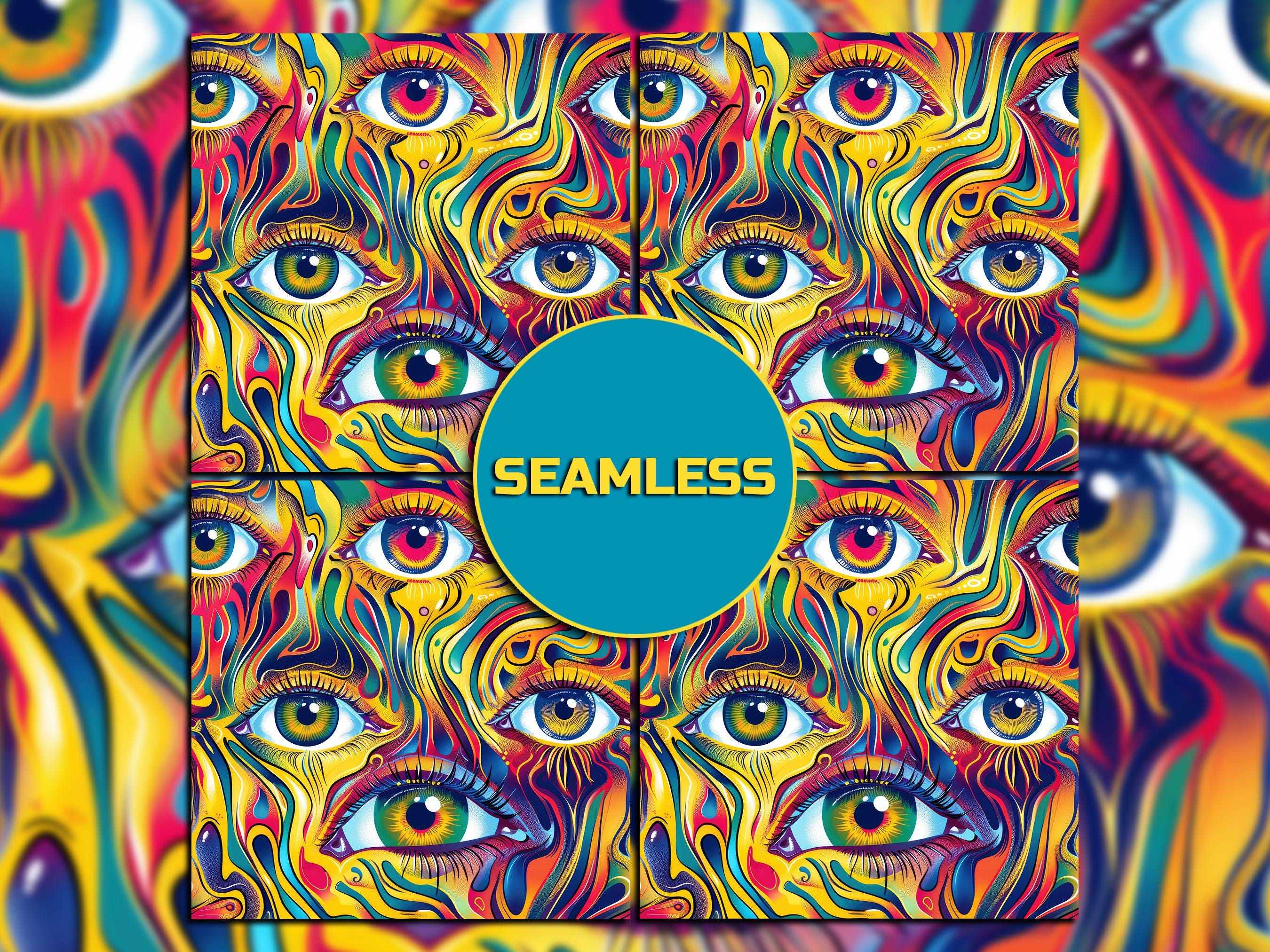 Trippy Eye Seamless Pattern Digital Download Tile Background ...