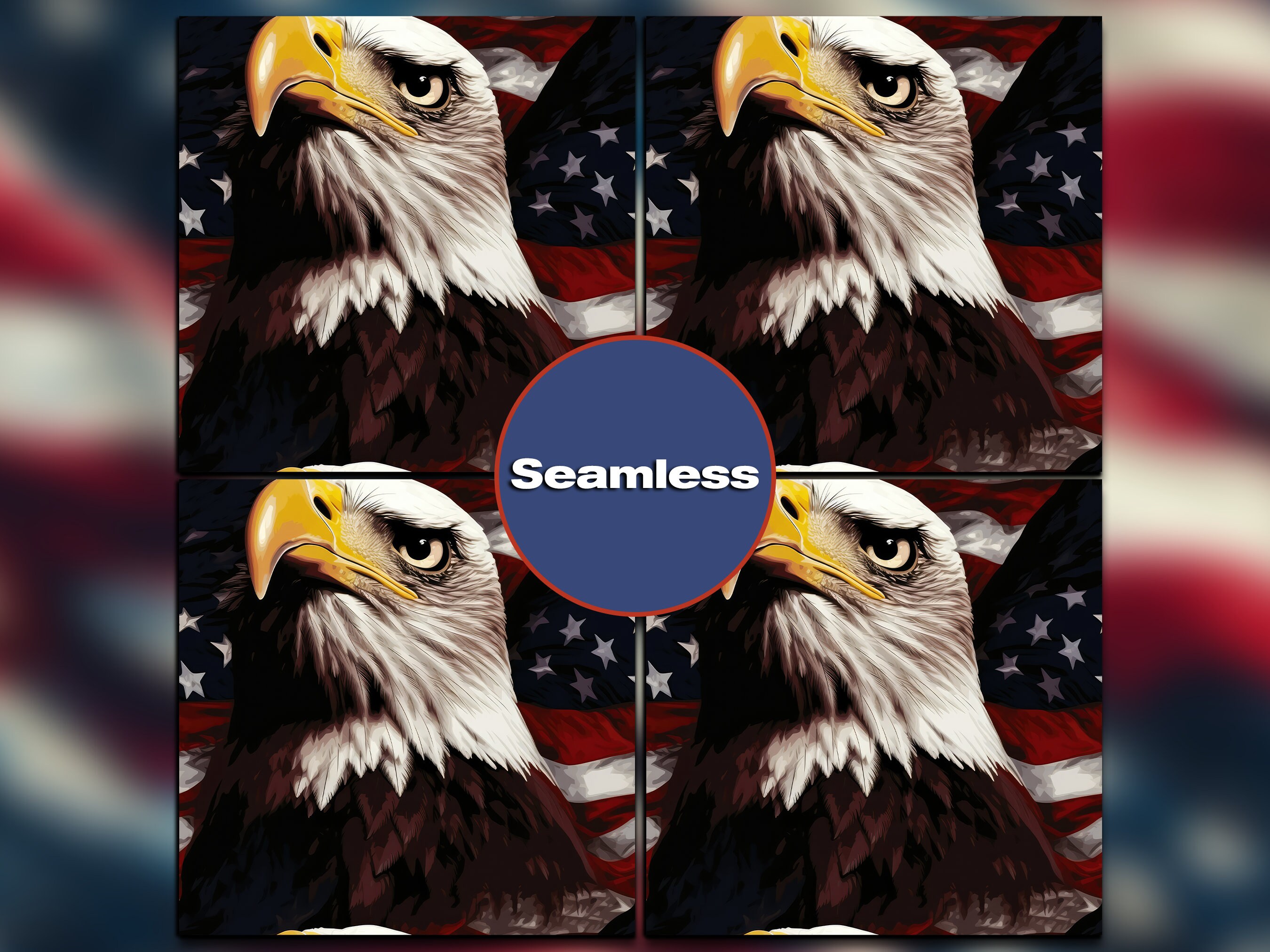 American Bald Eagle Seamless Pattern Digital Download Tile Background ...