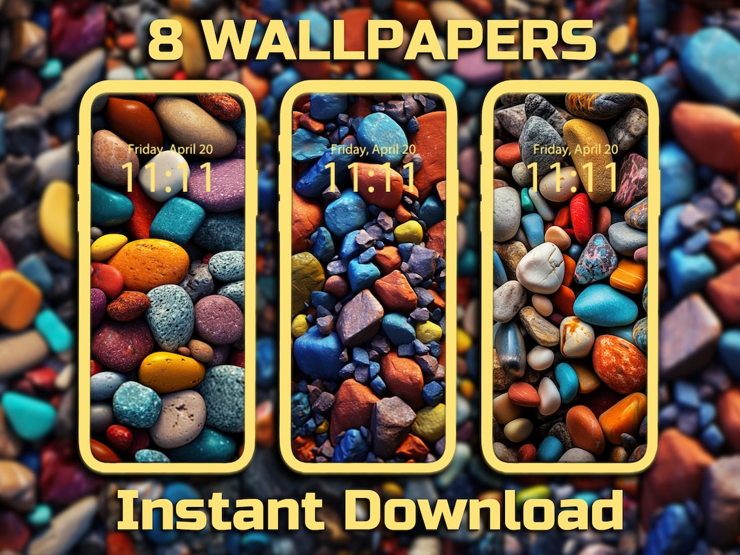Colorful Rocks Phone Wallpaper 8 Digital Download Backgrounds Pebbles ...