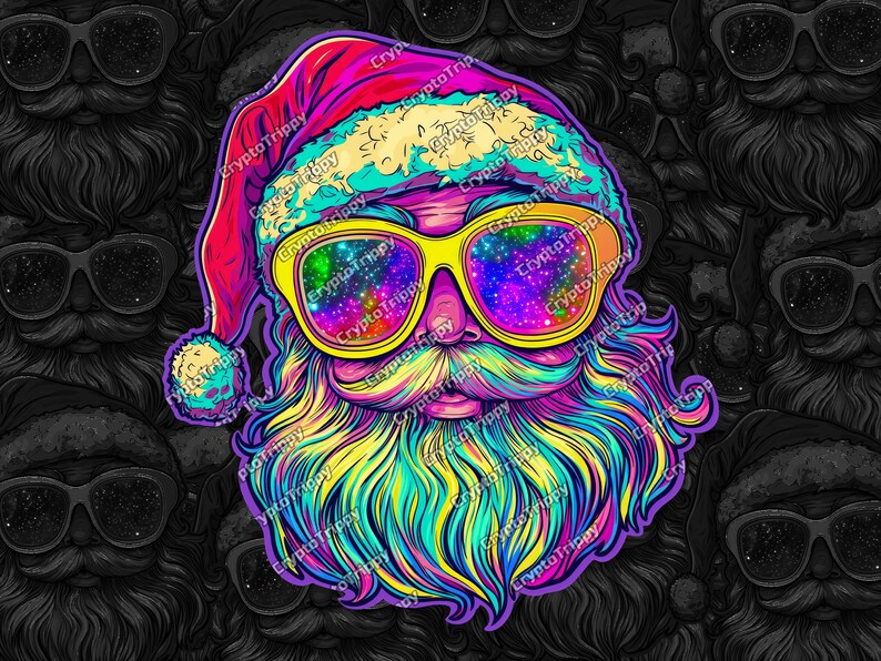 Trippy Santa Digital Download Transparent PNG SVG Psychedelic Santa ...