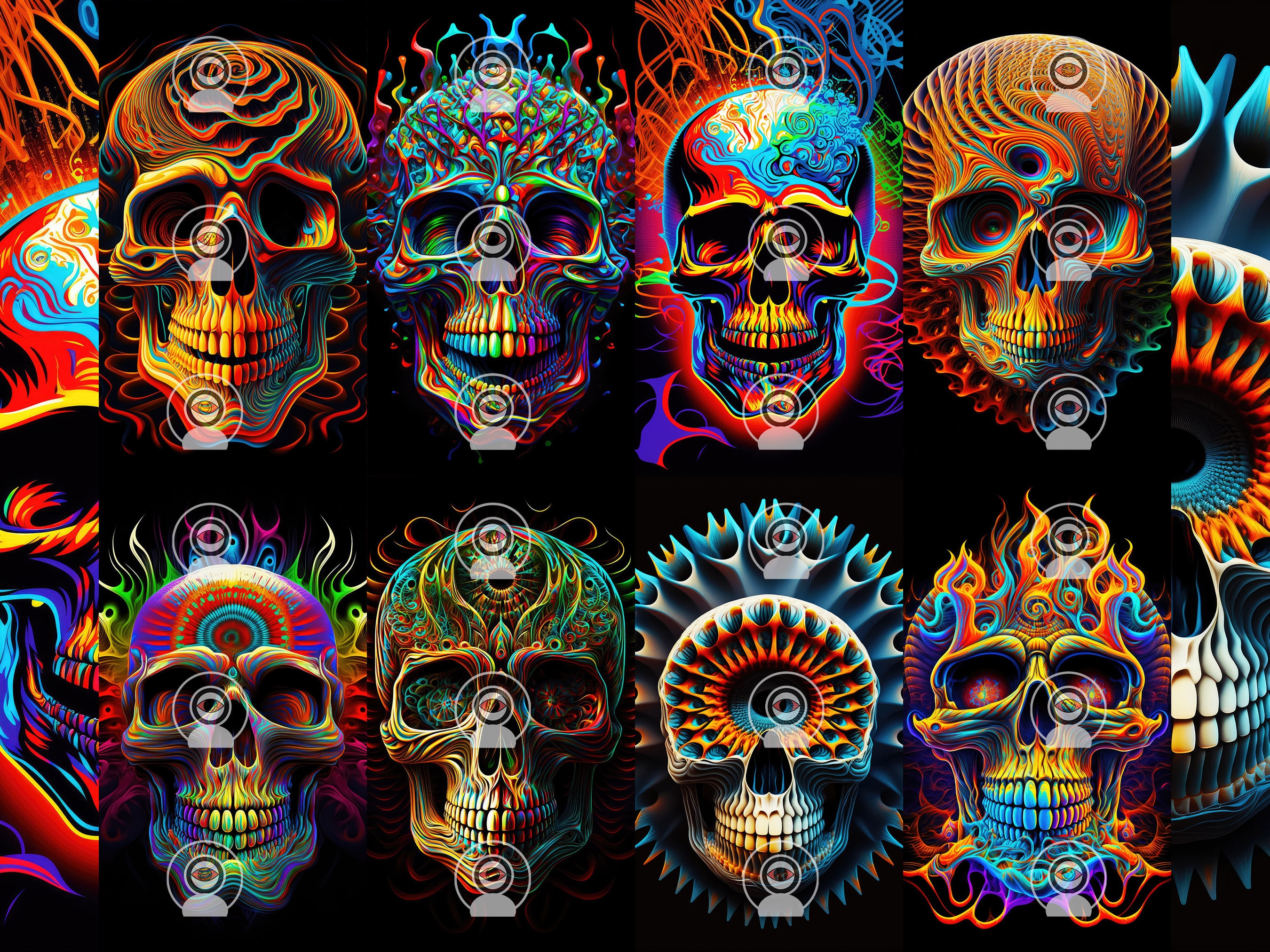 Colorful Skulls Wallpaper