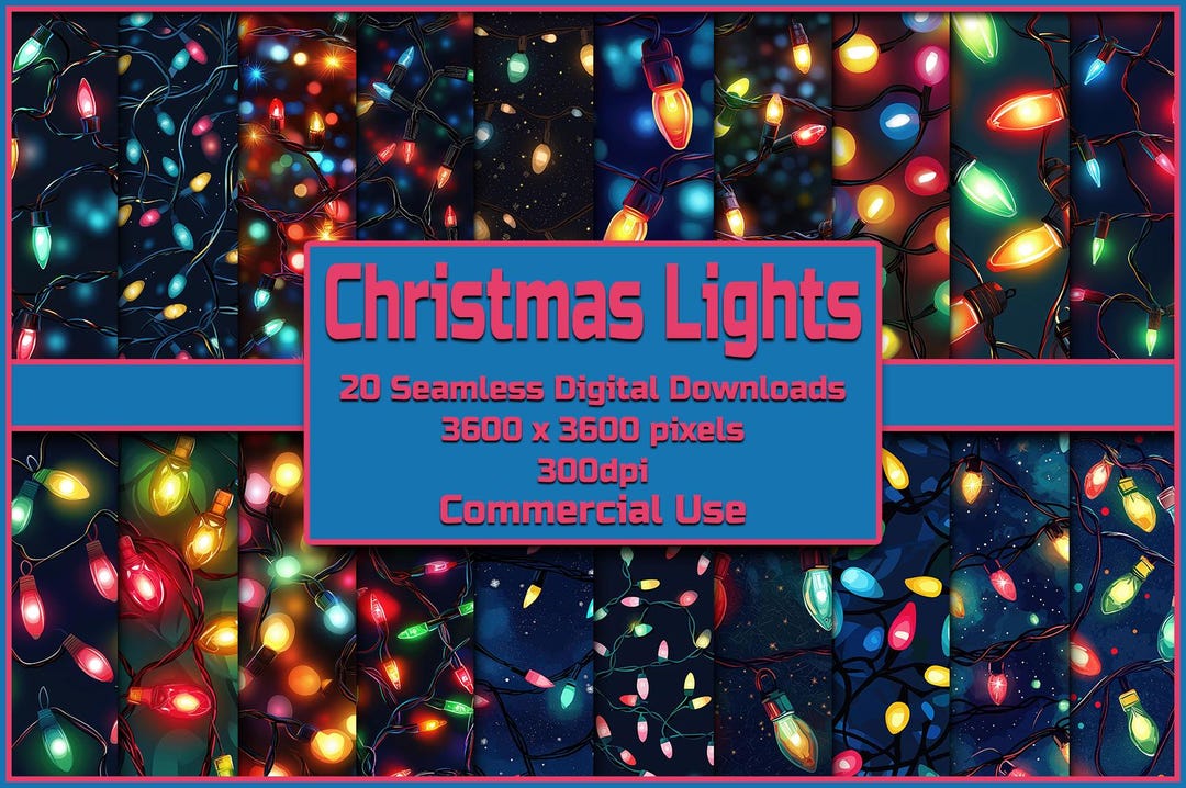 Christmas Lights Seamless Pattern Digital Download Tile Background ...
