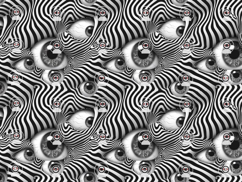 Trippy Black & White Seamless Pattern Digital Download Tile Background ...