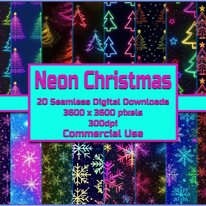 Neon Christmas Cards - Etsy