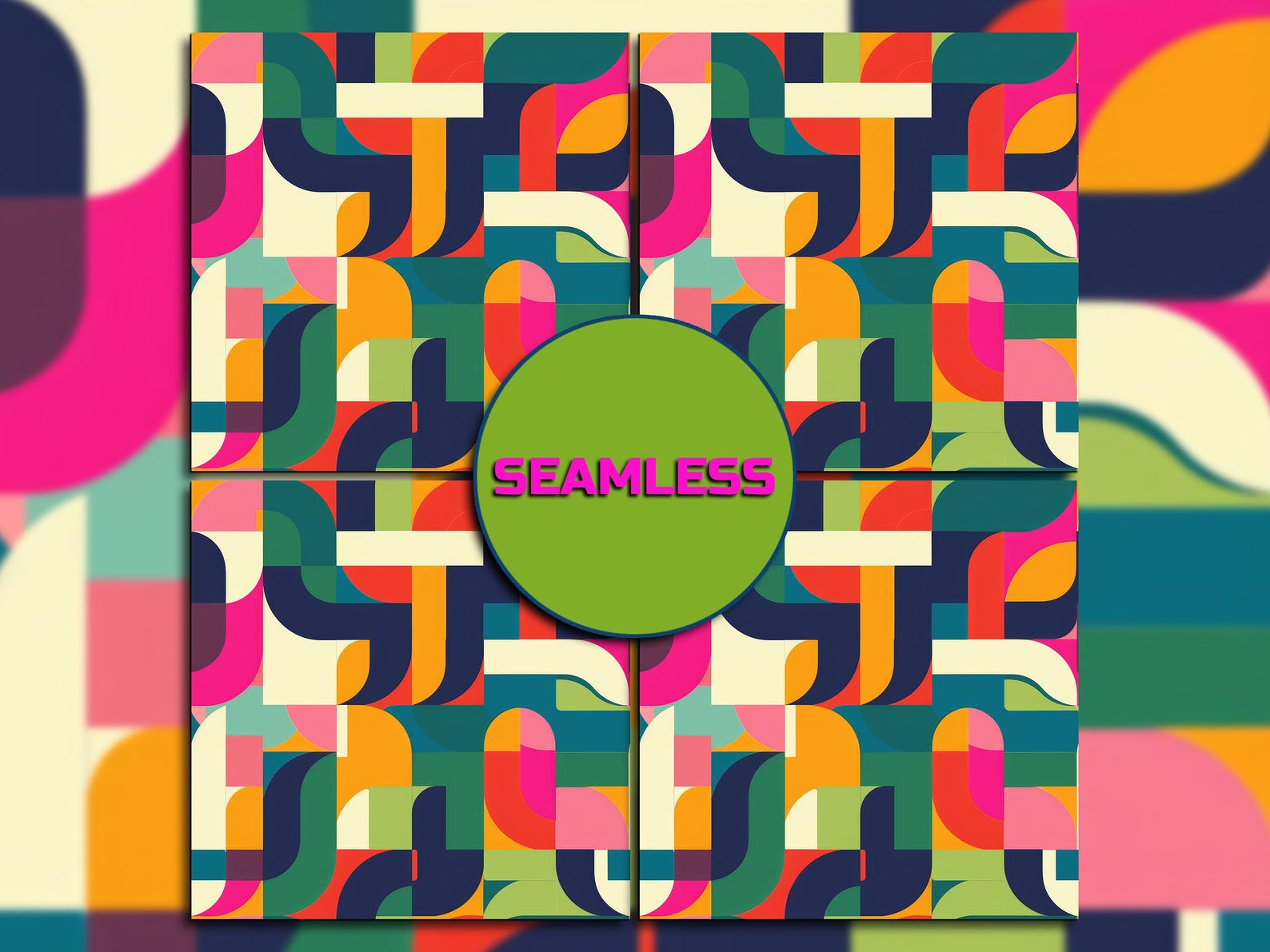Retro Geometry Seamless Pattern Digital Download Tile Background ...
