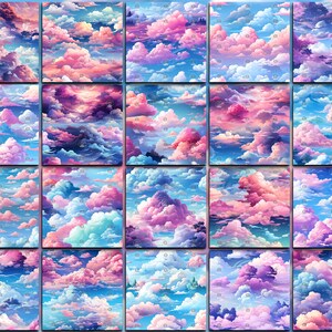 Pastel Clouds Seamless Pattern Digital Download Tile Background Pastel ...