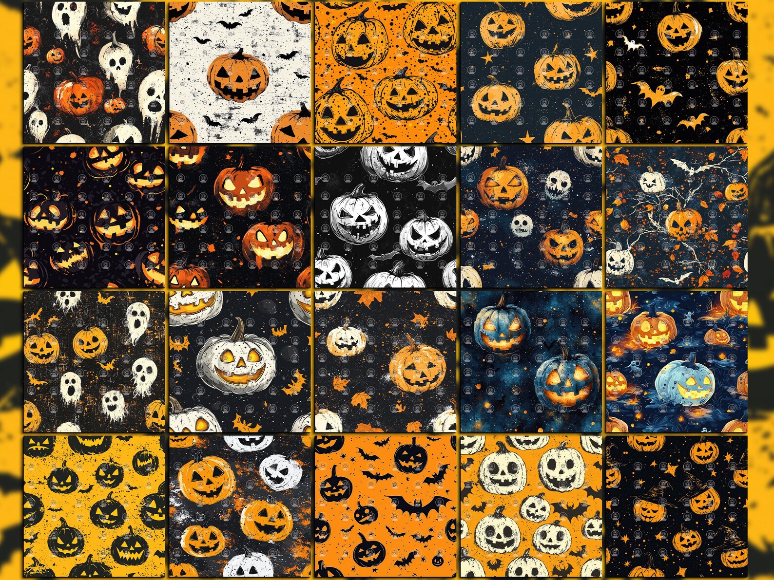 Jack-o-lantern Seamless Pattern Digital Download Tile Background ...