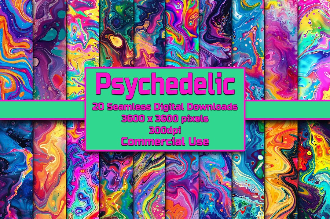 Psychedelic Seamless Pattern Digital Download Tile Background Trippy ...