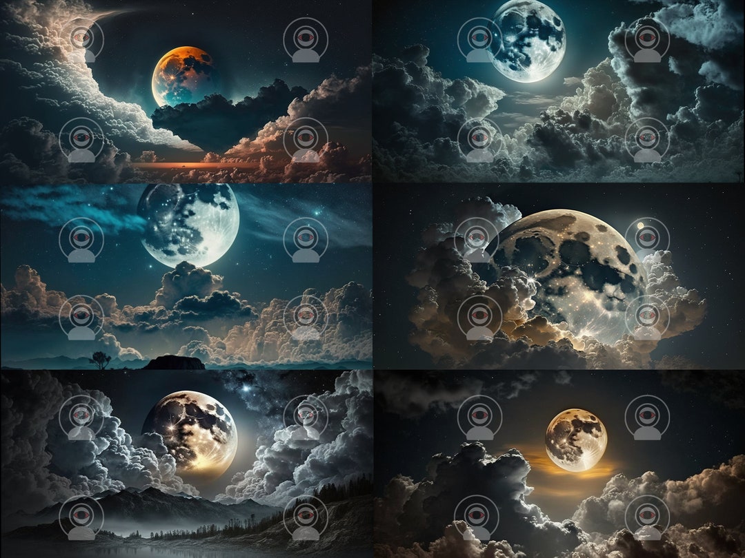 Moon Desktop Background 6 Pack Digital Download AI Backgrounds Desktop ...