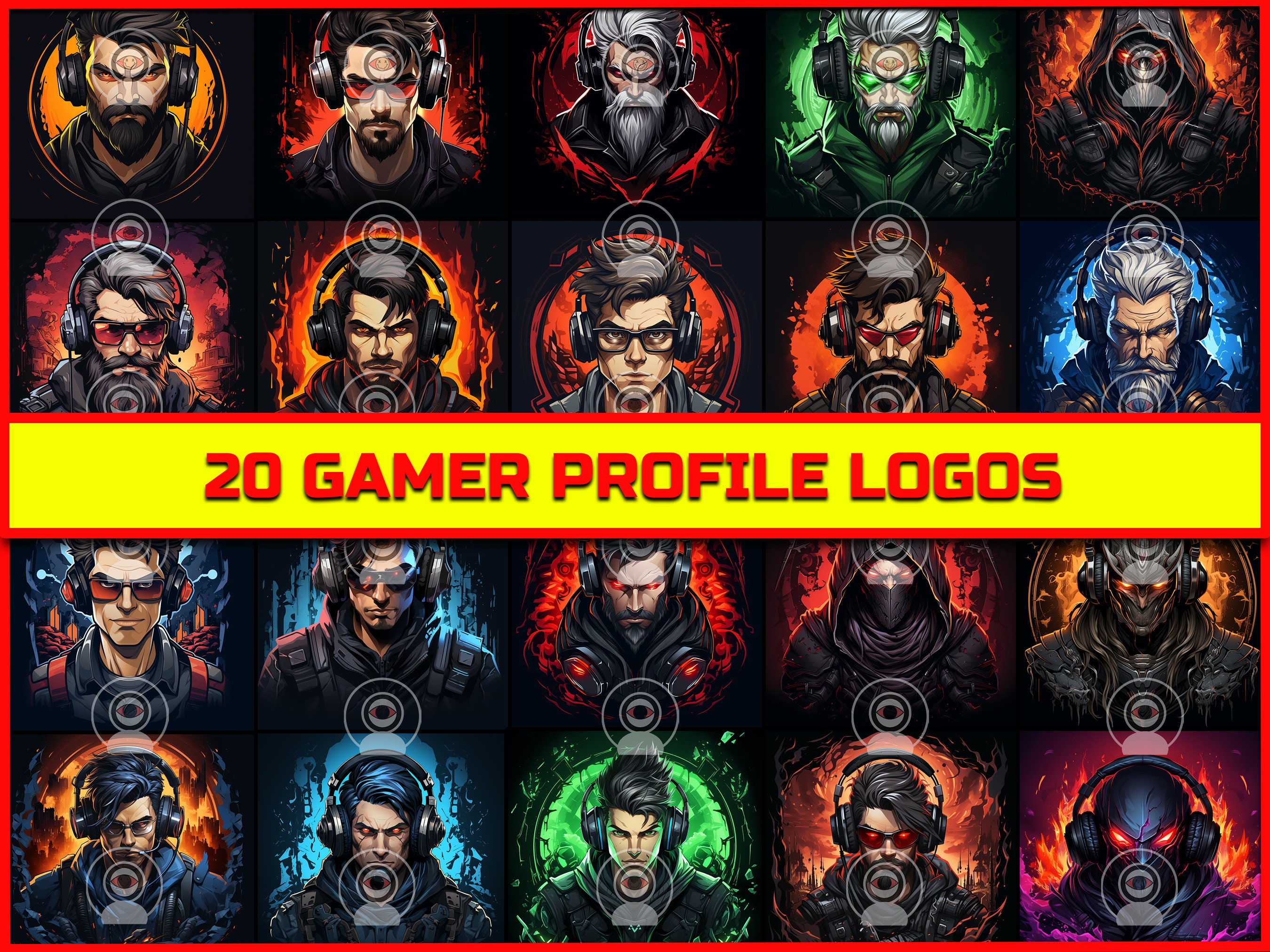 Epic Male Gamer 20 Digital Download Gaming Profile Logos, High ...
