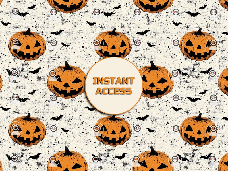 Jack-o-lantern Seamless Pattern Digital Download Tile Background ...