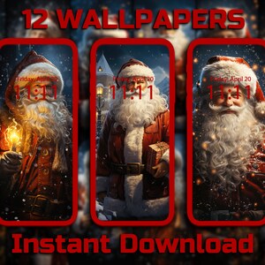 Santa Claus Mobile Wallpaper 12 Digital Download Backgrounds Holiday ...