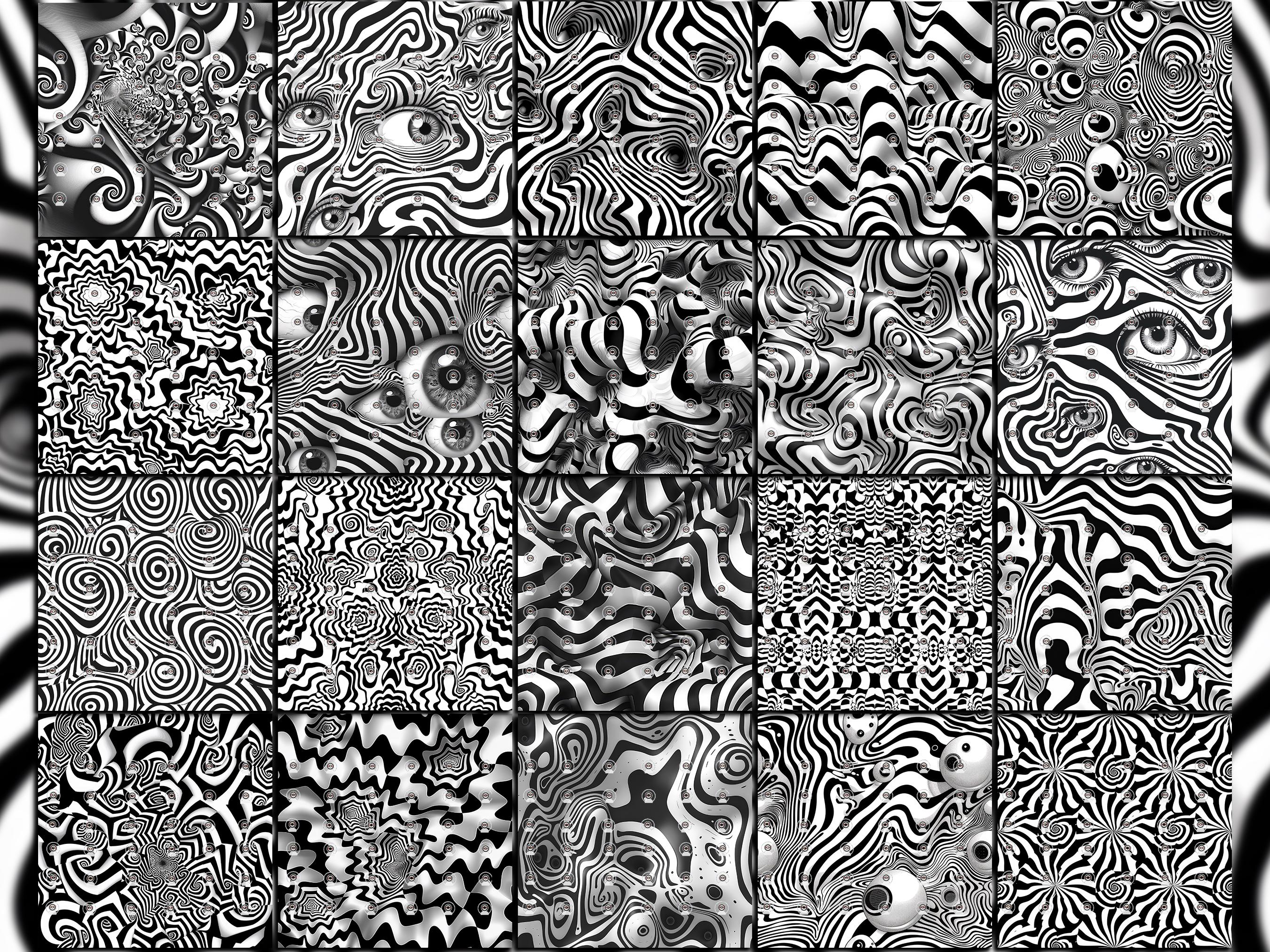 Trippy Black & White Seamless Pattern Digital Download Tile Background ...
