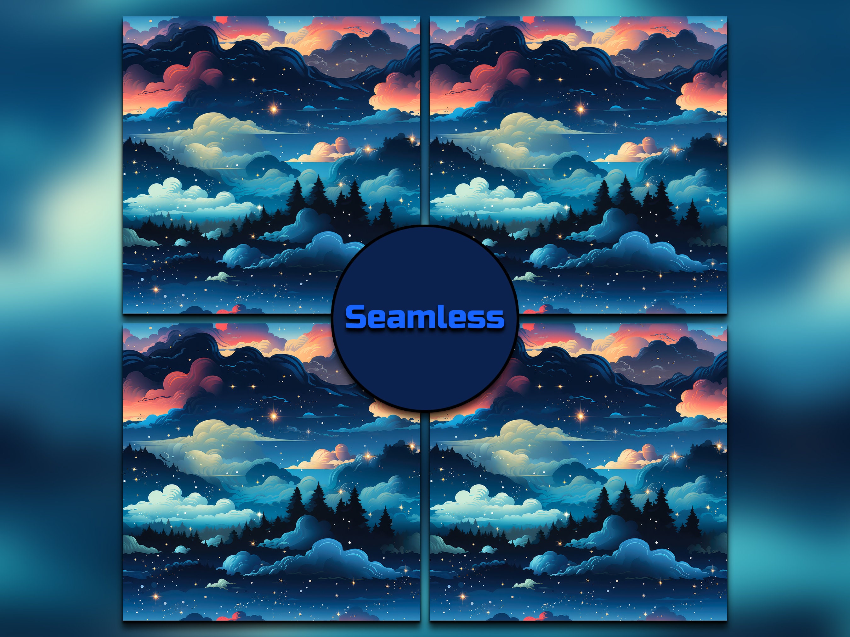 Aesthetic Night Sky Seamless Pattern Digital Download Starry Night Tile ...