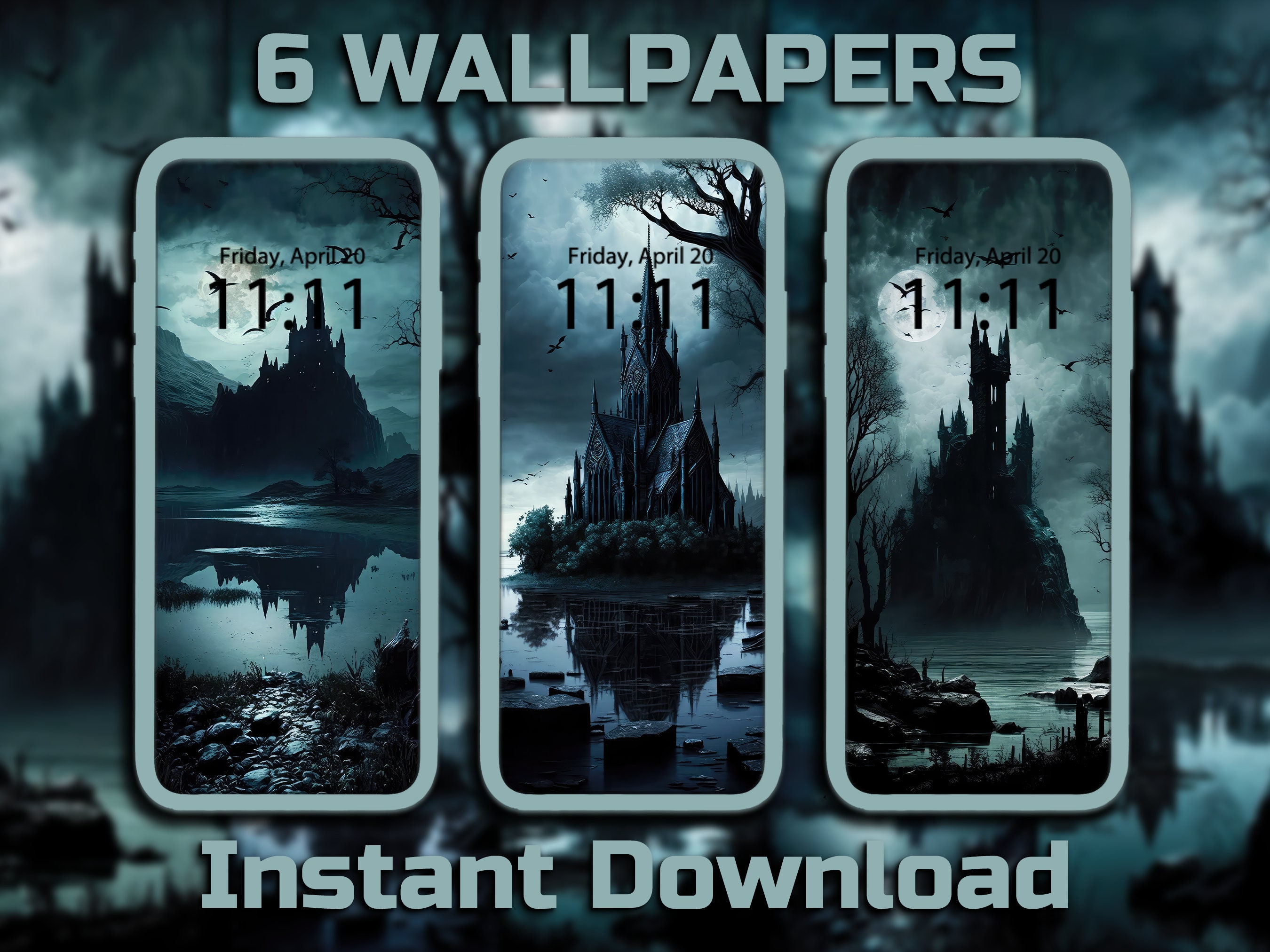Gothic Castle Phone Wallpaper 6 Pack Digital Download Backgrounds ...