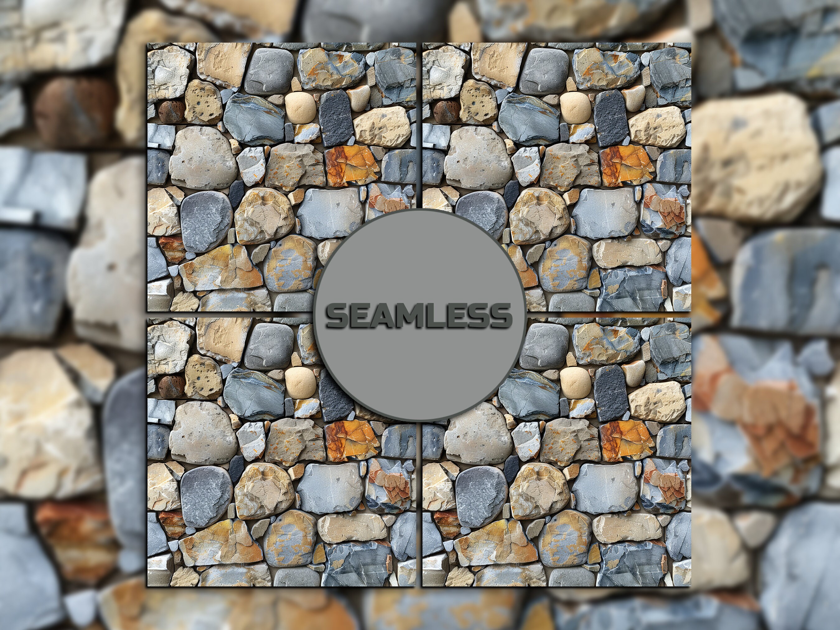 Stone Wall Seamless Pattern Digital Download Tile Background Rustic ...