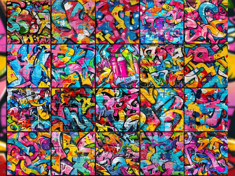 Urban Graffiti Seamless Pattern Digital Download Tile Background ...