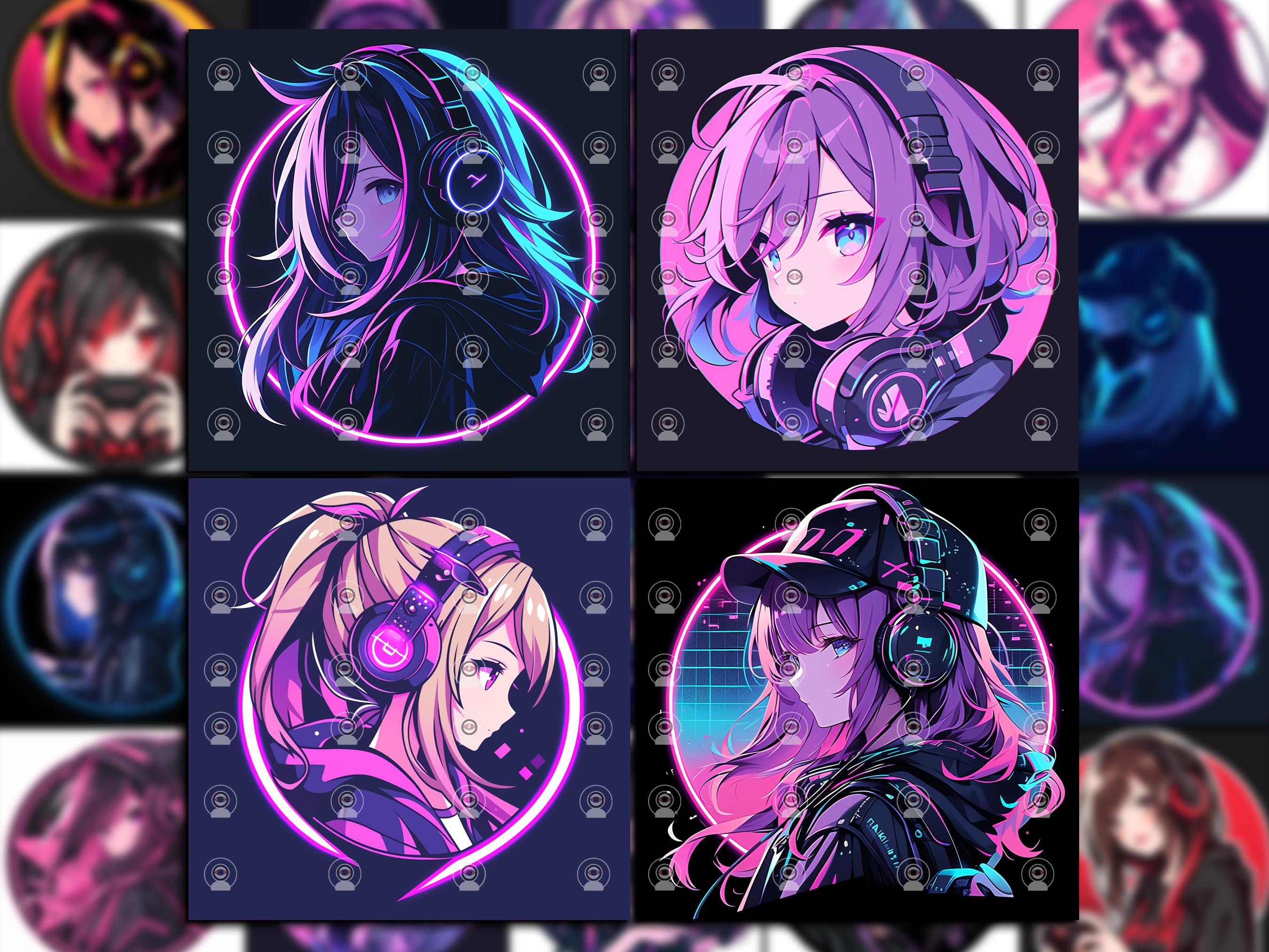 Cyberpunk Gamer Girl 20 Digital Download Anime Gaming Profile Logos ...
