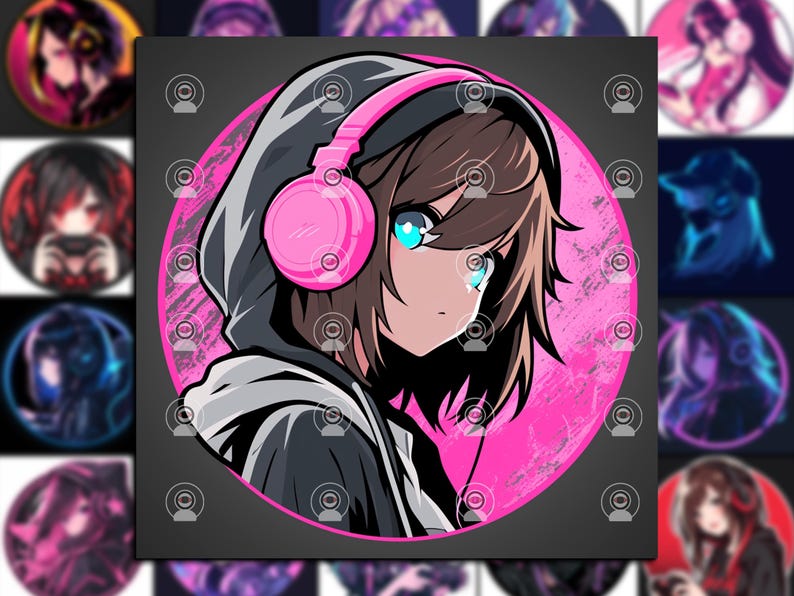 Cyberpunk Gamer Girl 20 Digital Download Anime Gaming Profile Logos ...
