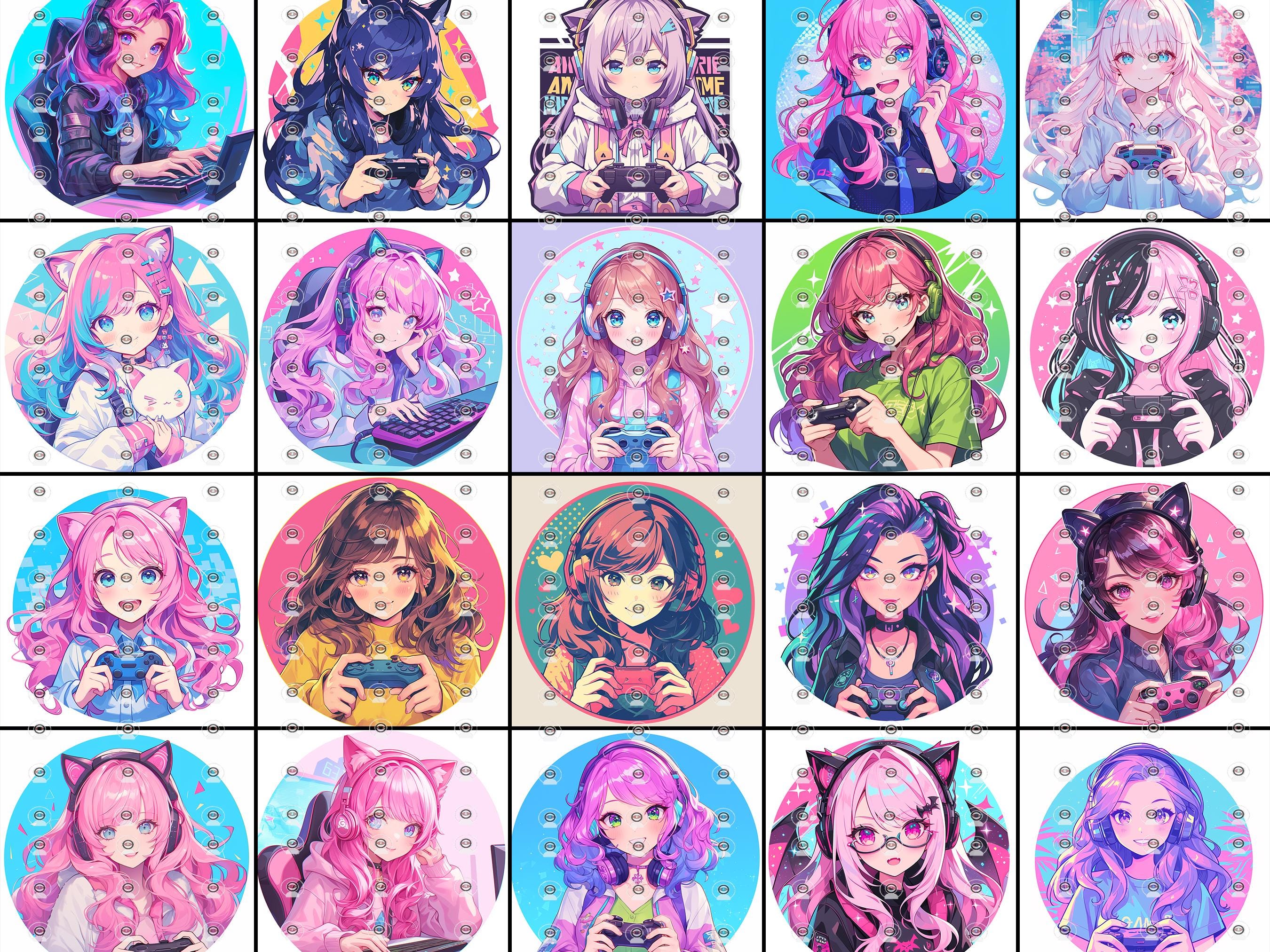 Anime Girl Gamer 20 Digital Download Gaming Profile Logos, High ...