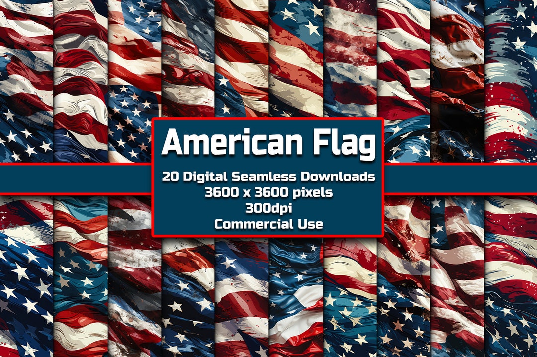 American Flag Seamless Pattern Digital Download Tile Background ...