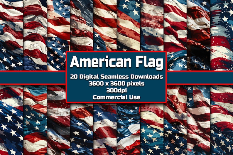 American Flag Seamless Pattern Digital Download Tile Background ...