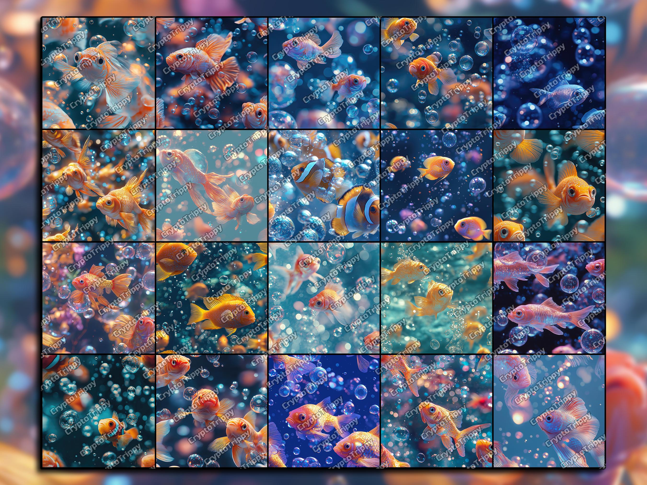 Goldfish Bubbles Seamless Pattern Digital Download Tile Background ...