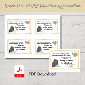 VBS Volunteer Appreciation Tags Beach Themed | Vacation Bible School ...