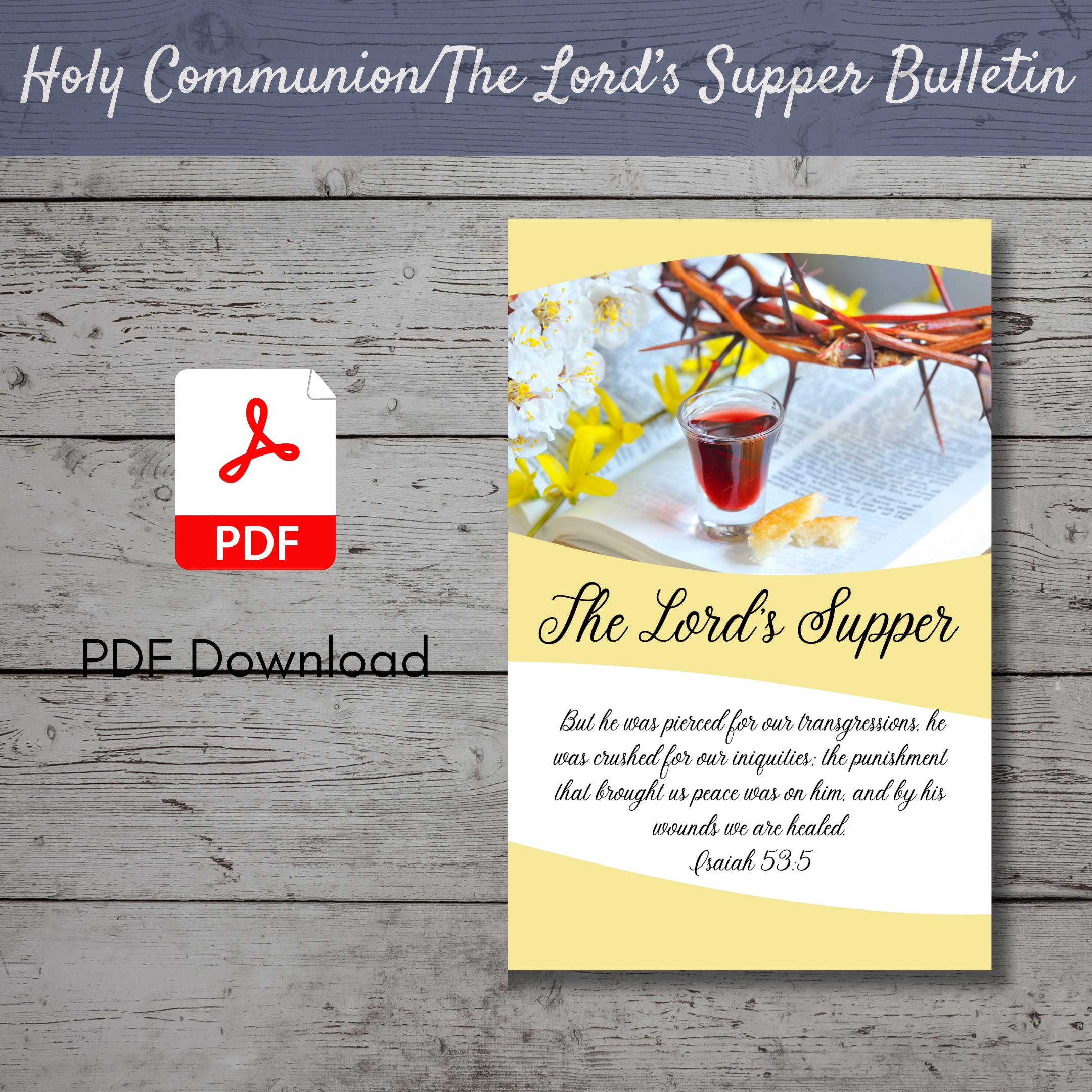 Holy Communion / the Lord's Supper Church Bulletin Cover | Bi-fold ...