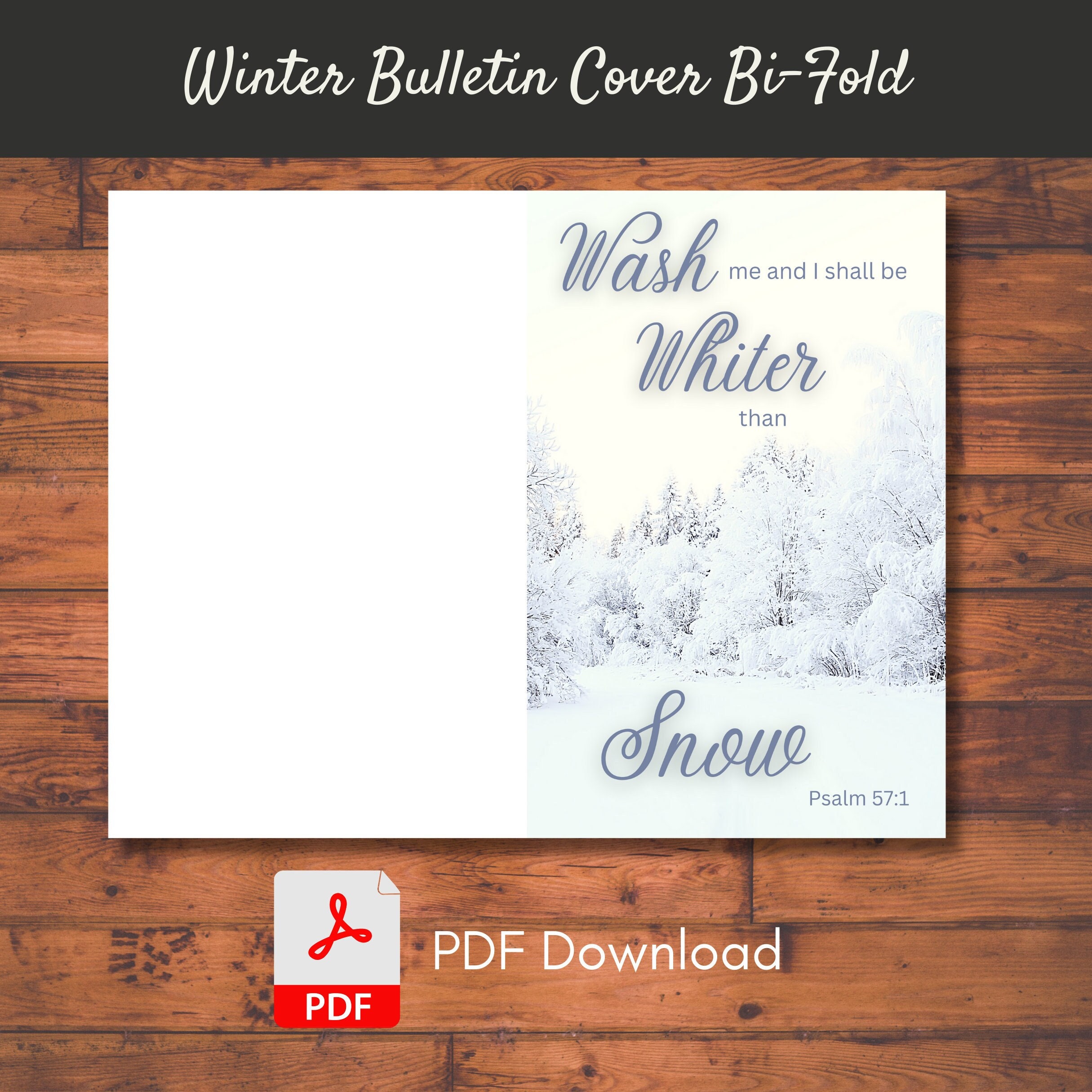 Whiter Than Snow Church Bulletin Cover | Winter All Occasion Religious ...