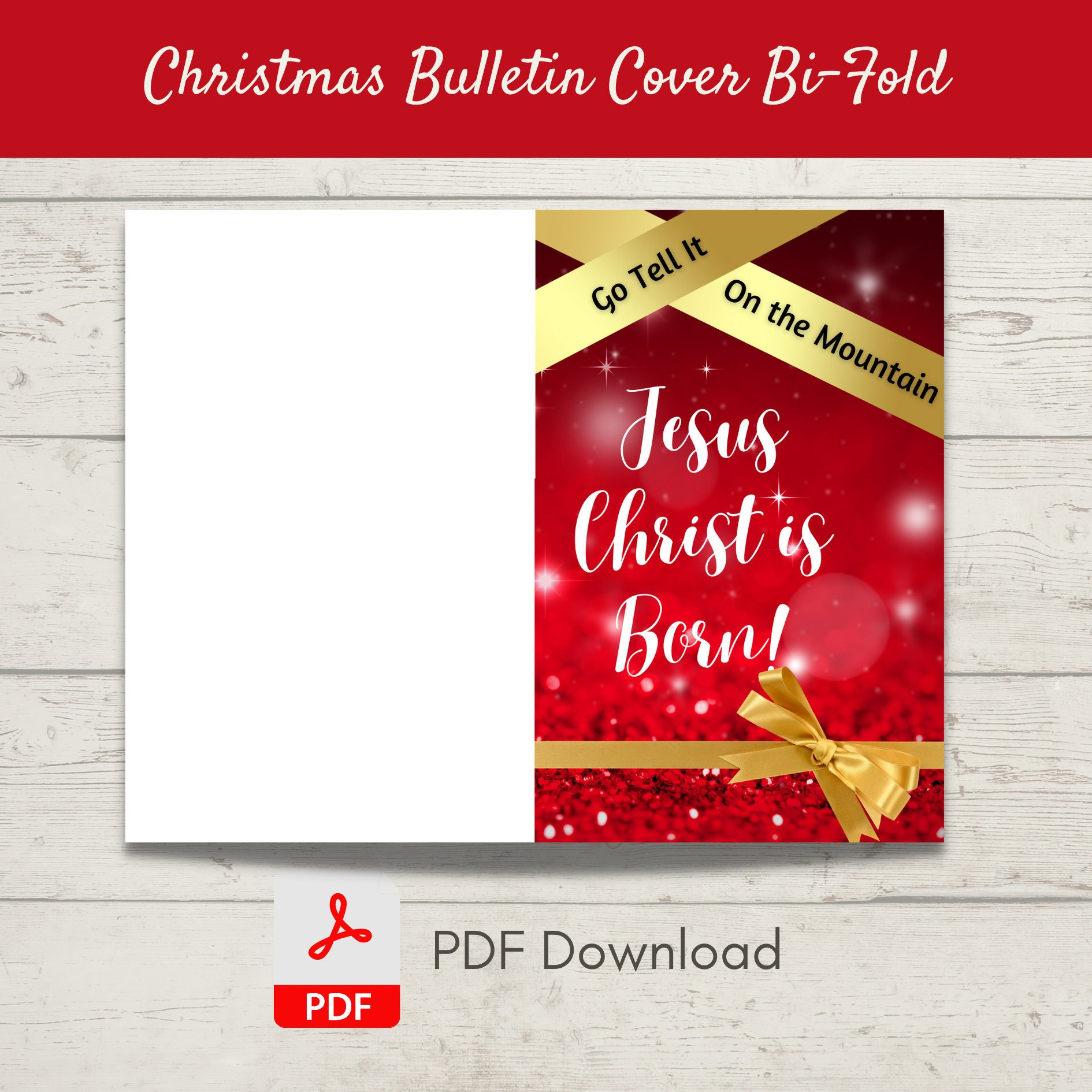 Christmas Church Bulletin Cover | Bi-fold Design | PDF | Holiday Multi ...