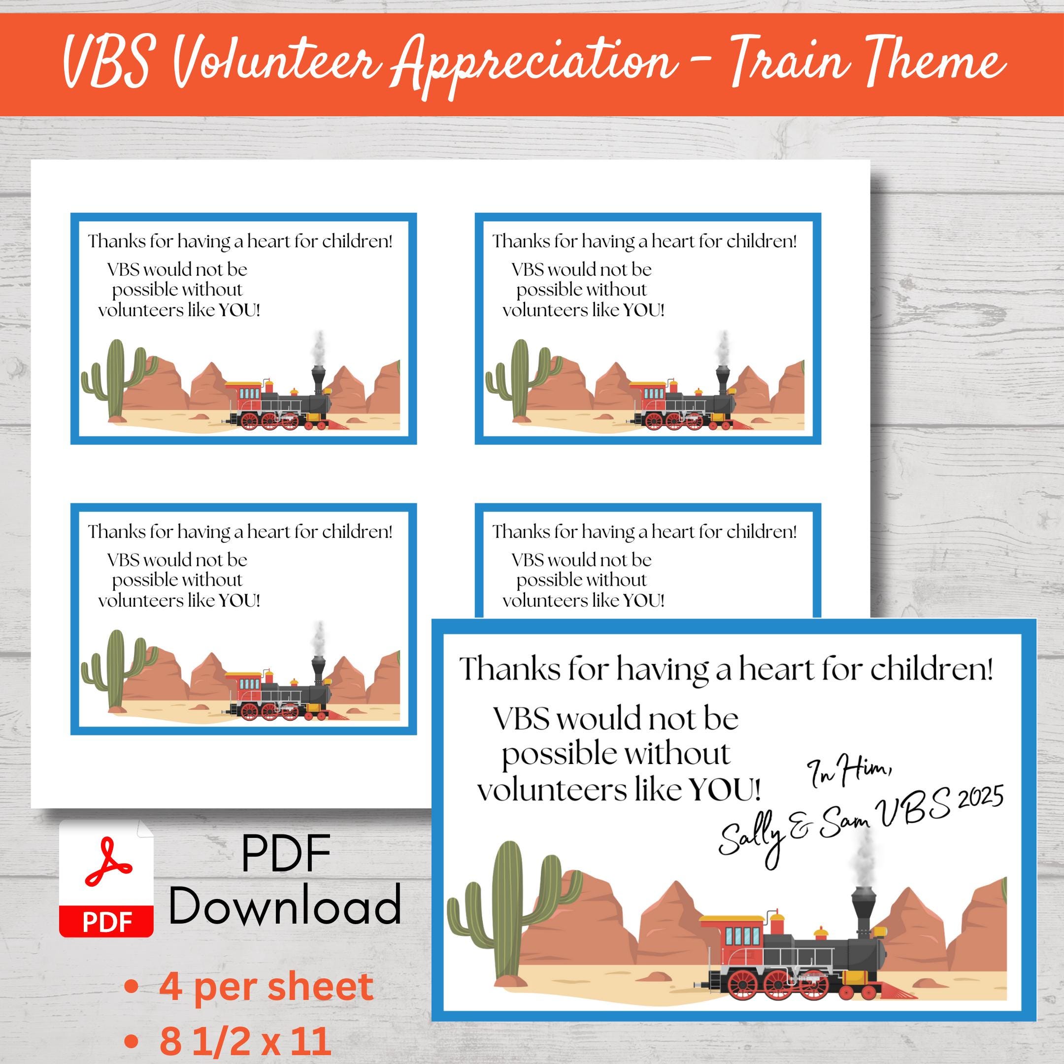 VBS Volunteer Appreciation Tags Train/western Themed | Vacation Bible ...