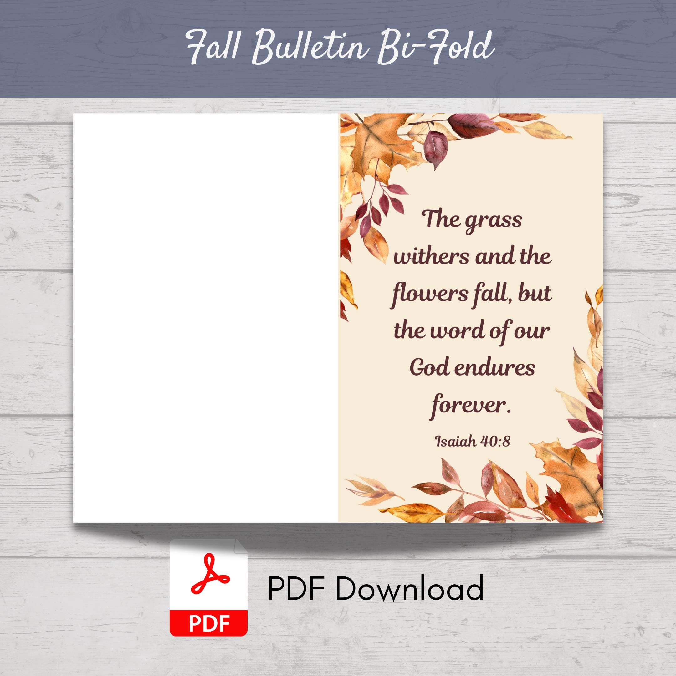 Fall Church Bulletin Cover | Bi-fold Design | PDF | Multi-purpose ...