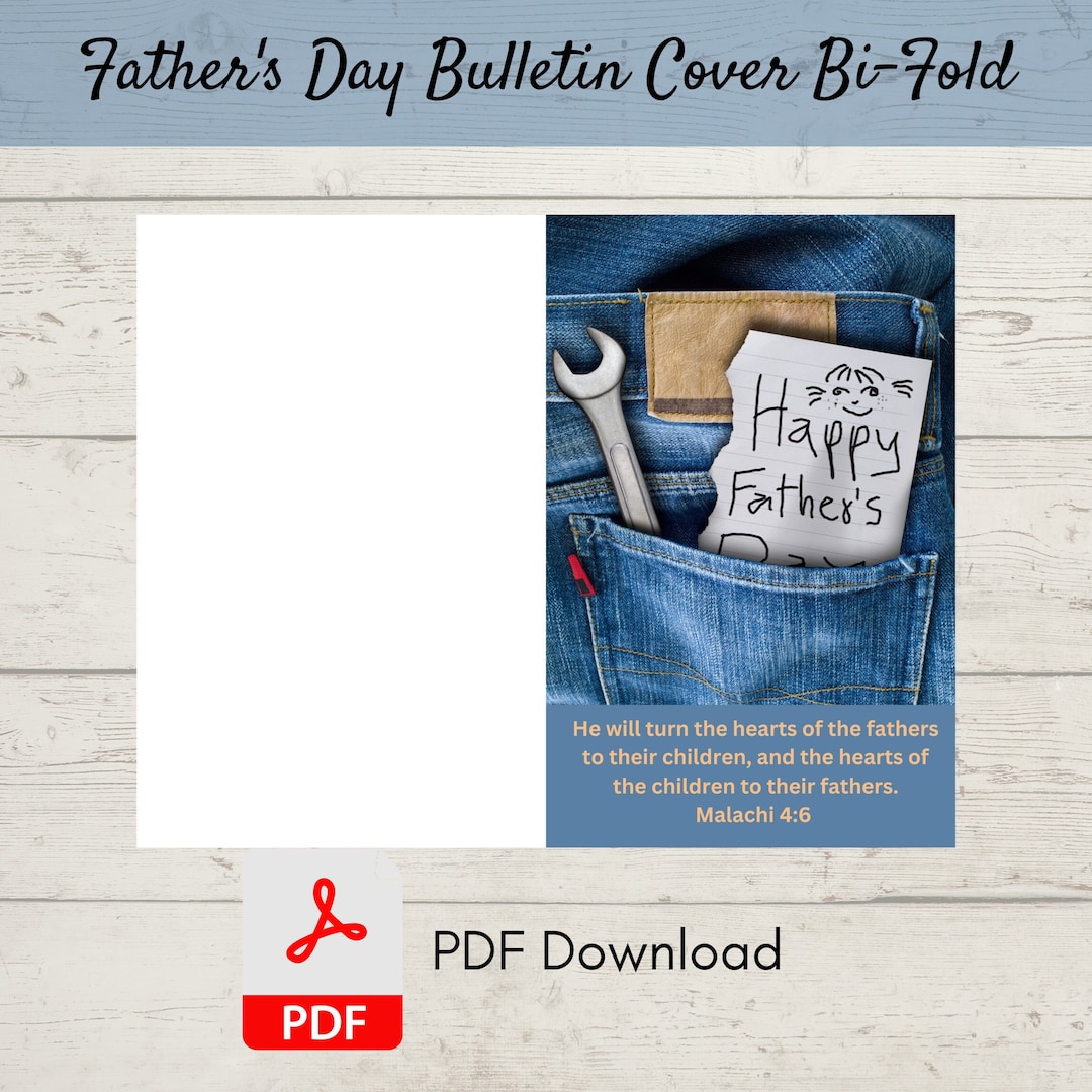 Father's Day Church Bulletin Cover | Rustic Jean Pocket Design (PDF) - Etsy
