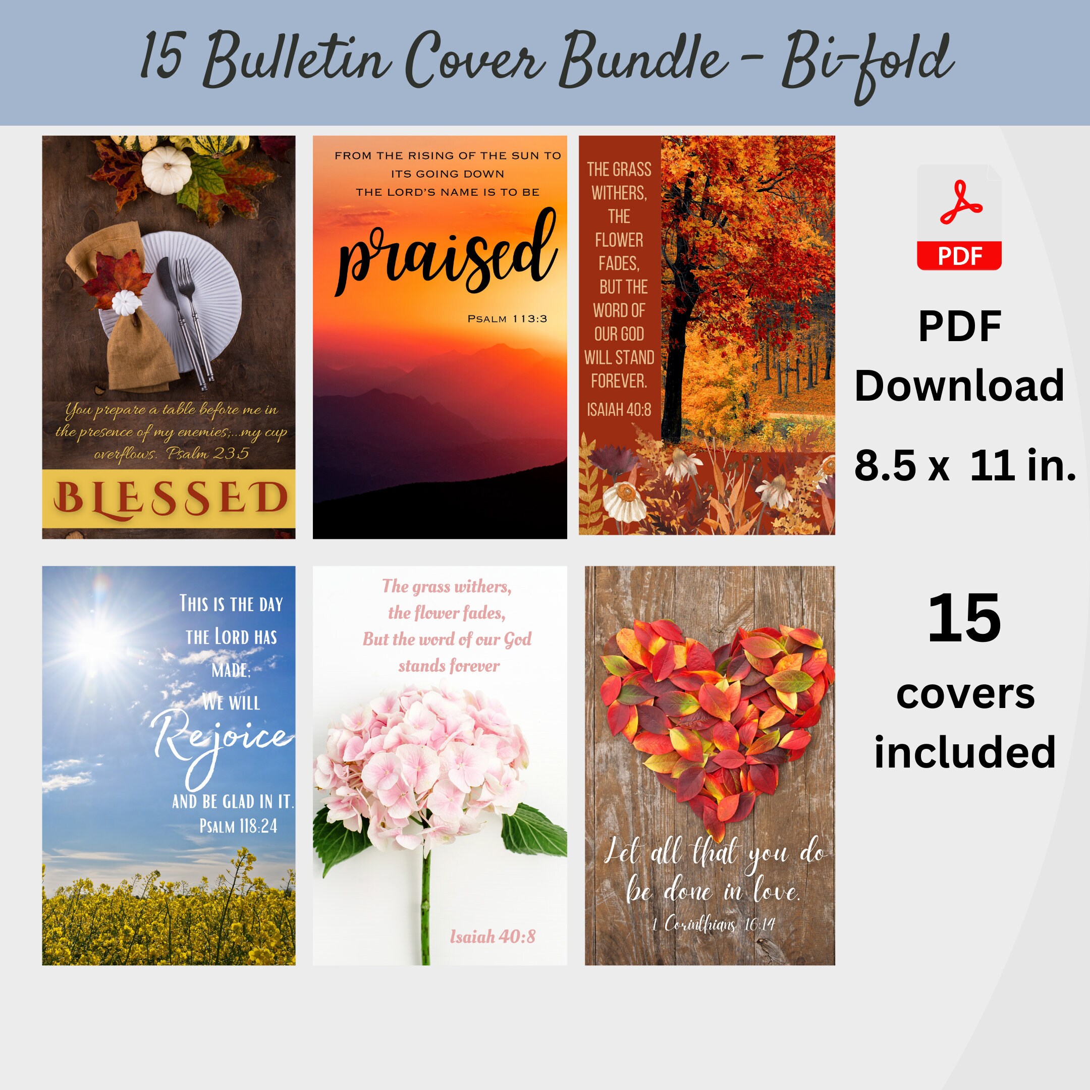 Church Bulletin Cover Bundle | PDF Bi-fold Design | Set of 15 - Etsy