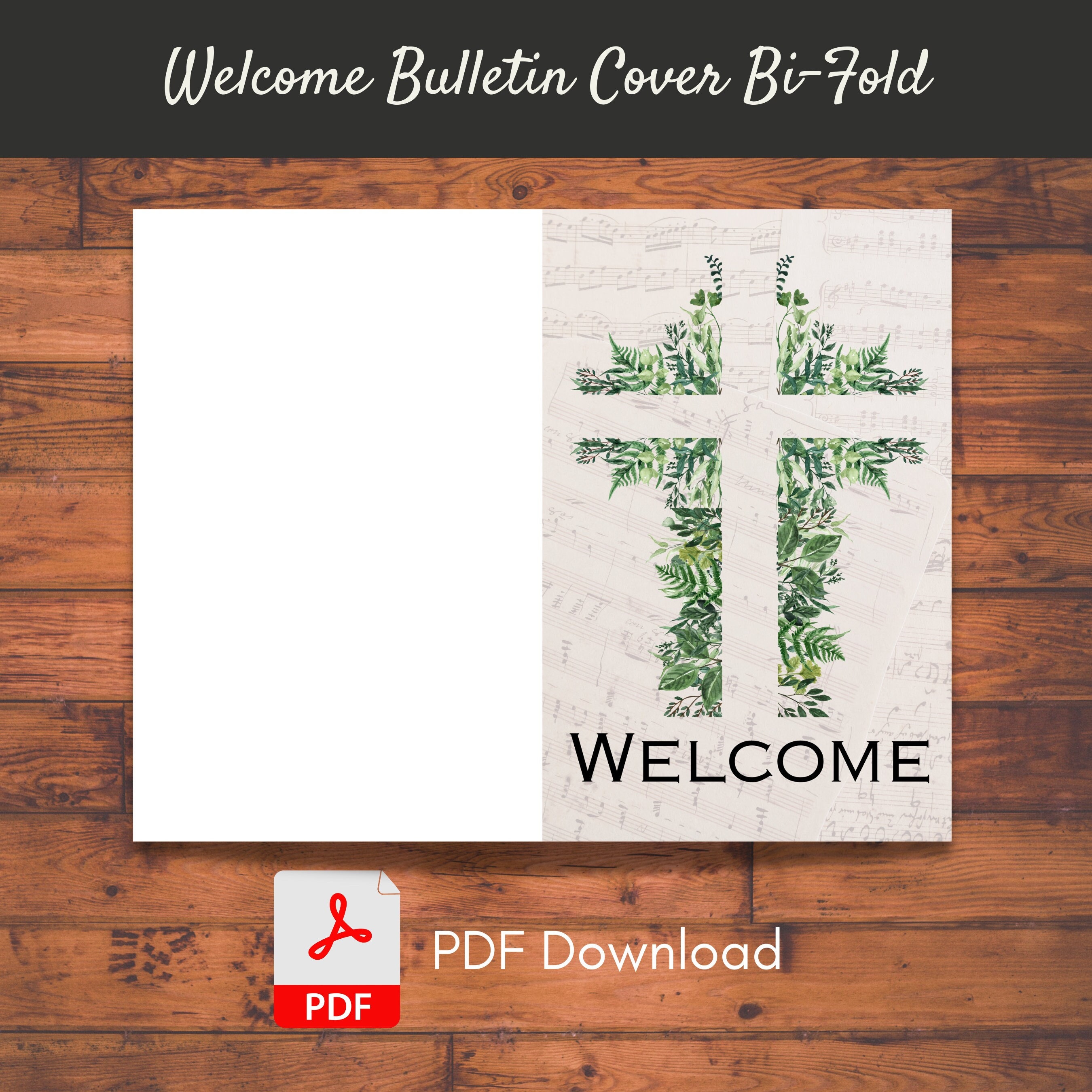 Welcome Bulletin Cover Cross Religious Program Bi-fold PDF - Etsy