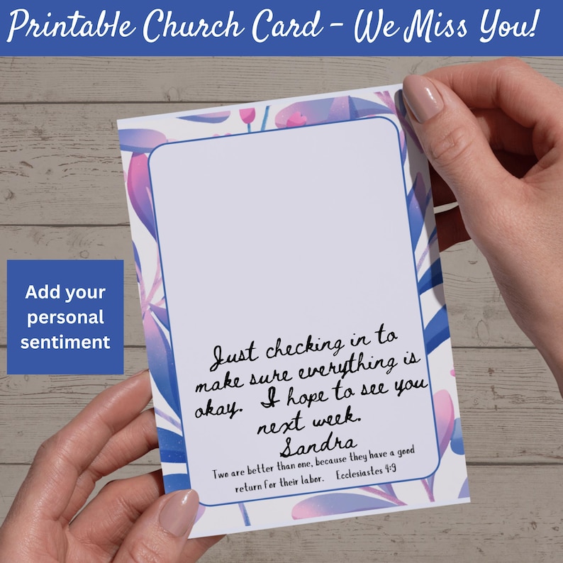 Printable We Miss You Card | Bible Verse Miss You Card | Sunday School ...