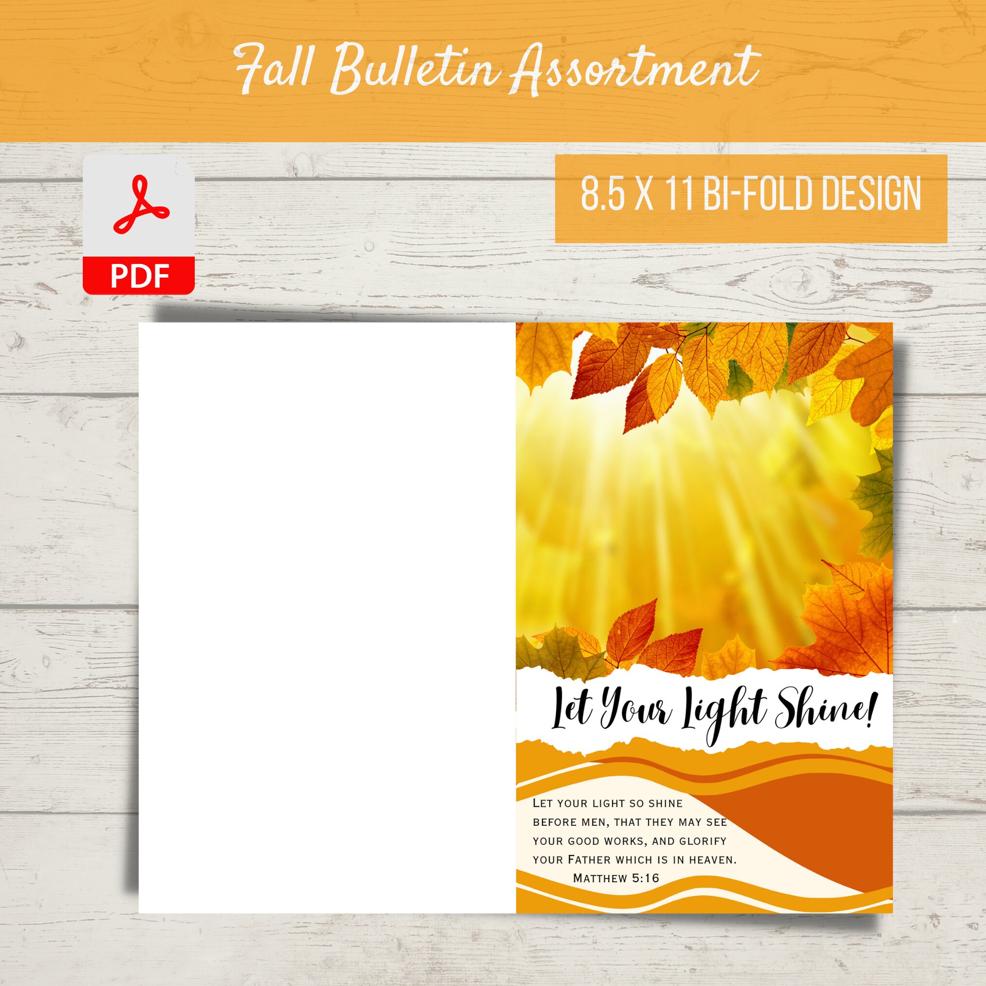 Fall Thanksgiving Church Bulletin Covers: Bi-fold Design (PDF) - Etsy