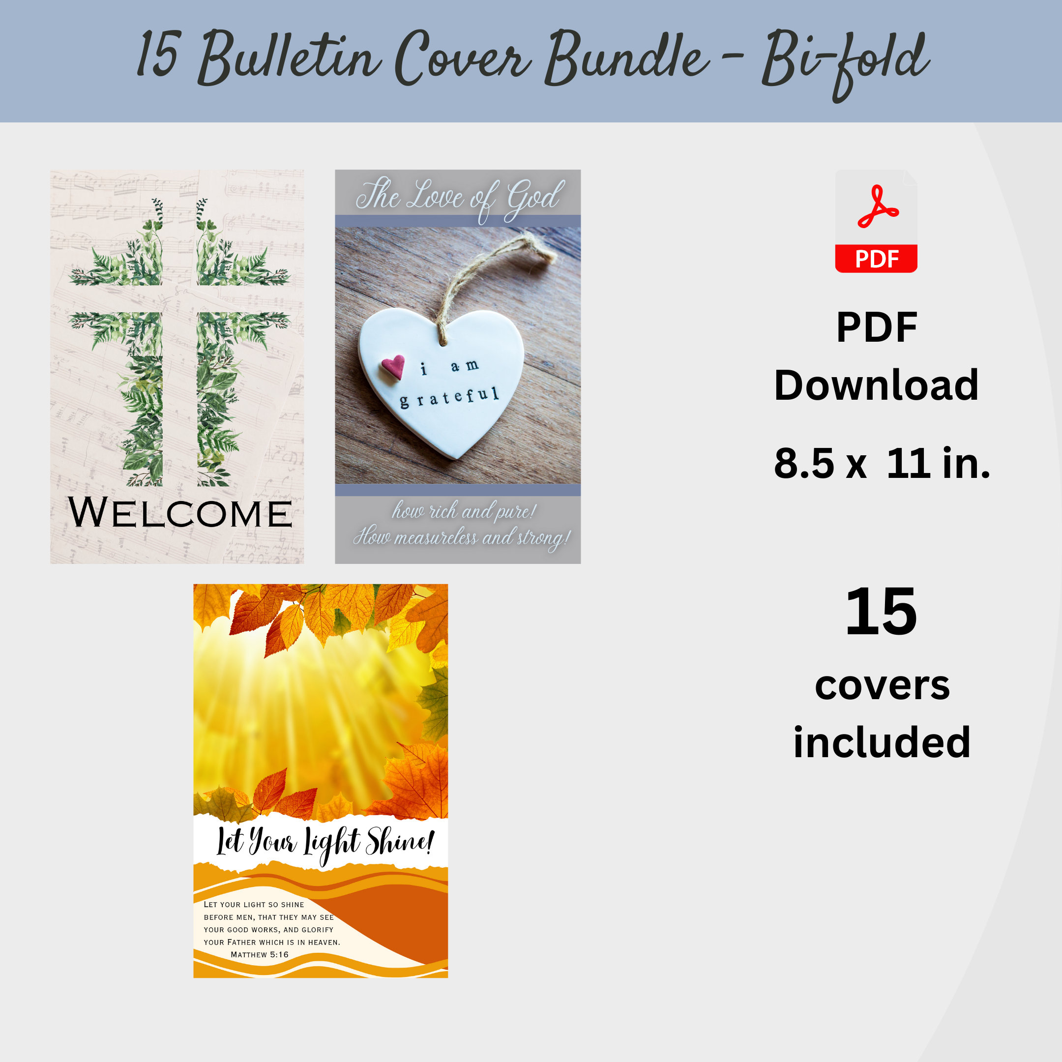 Church Bulletin Cover Bundle | PDF Bi-fold Design | Set of 15 - Etsy