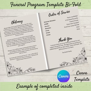 Editable Funeral Program Template | Floral Minimalist Design | Canva - Etsy