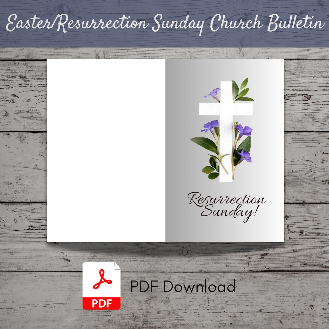 Easter Resurrection Sunday Church Bulletin Cover | Bi-fold Design | PDF ...
