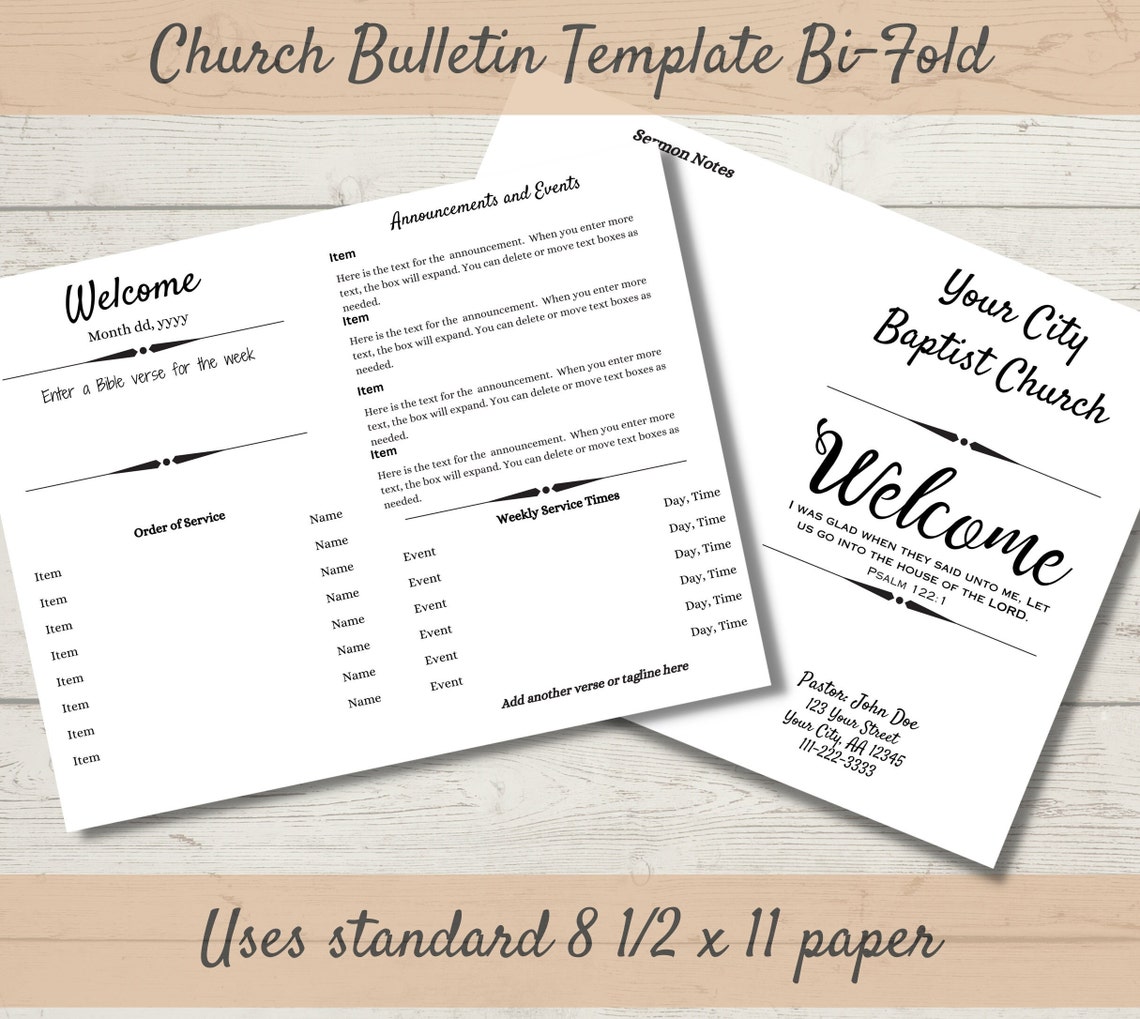Welcome Church Bulletin Template | Bi-fold Design | Edit in Canva - Etsy