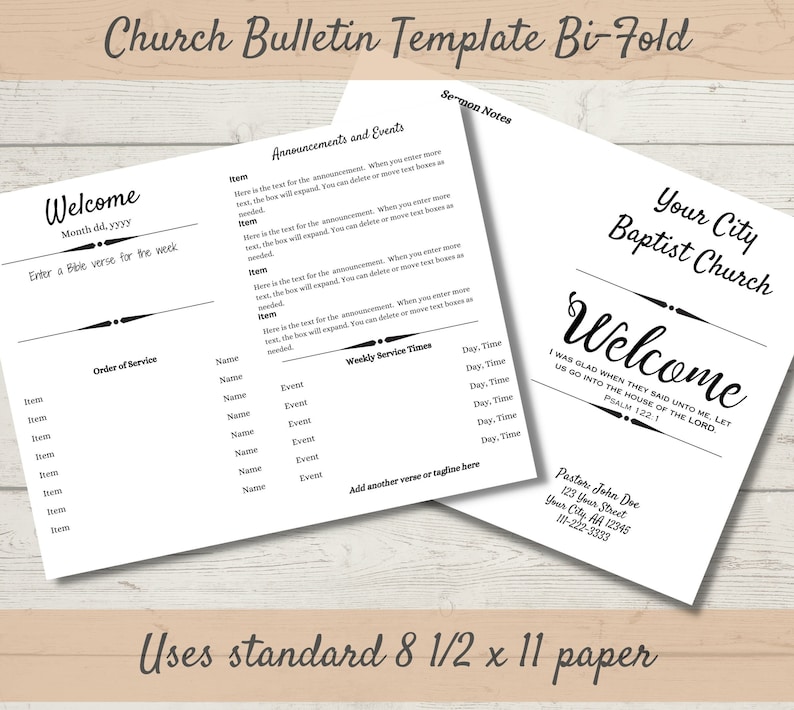 Welcome Church Bulletin Template | Bi-fold Design | Edit in Canva - Etsy