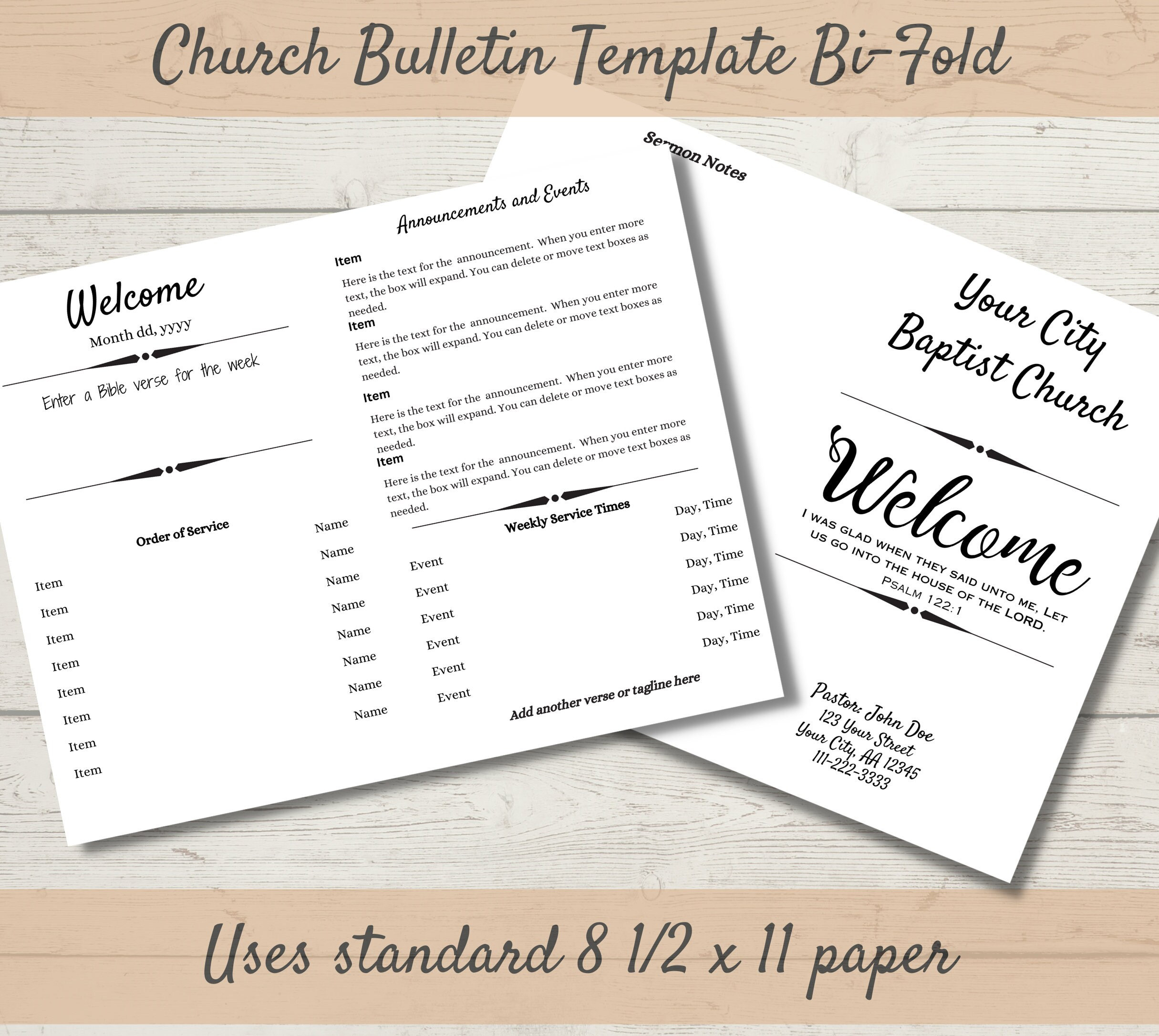 Welcome Church Bulletin Template | Bi-fold Design | Edit in Canva - Etsy