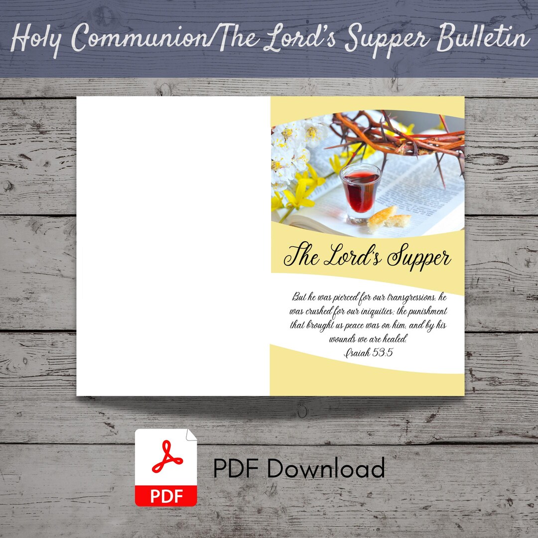 Holy Communion / the Lord's Supper Church Bulletin Cover | Bi-fold ...