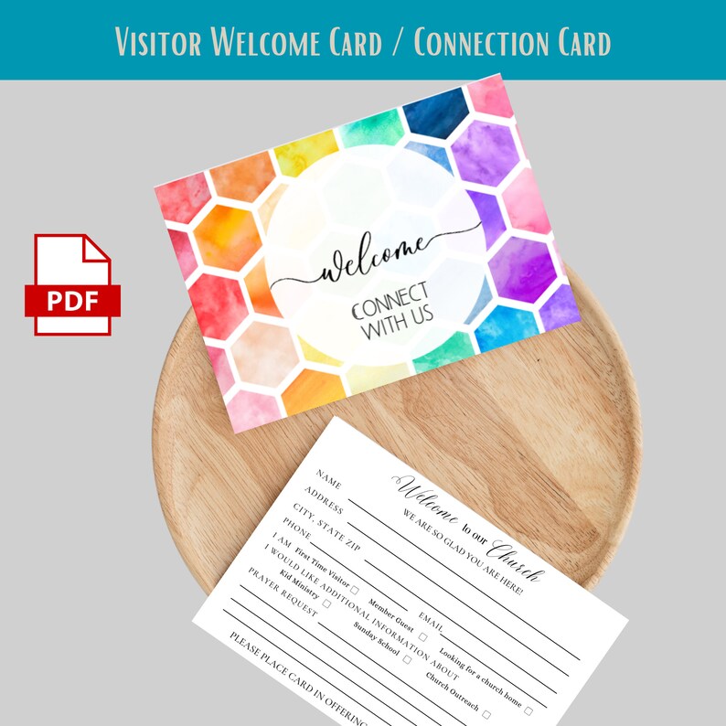 Church Visitor Welcome Card: Colorful Hexagon Design (PDF) - Etsy