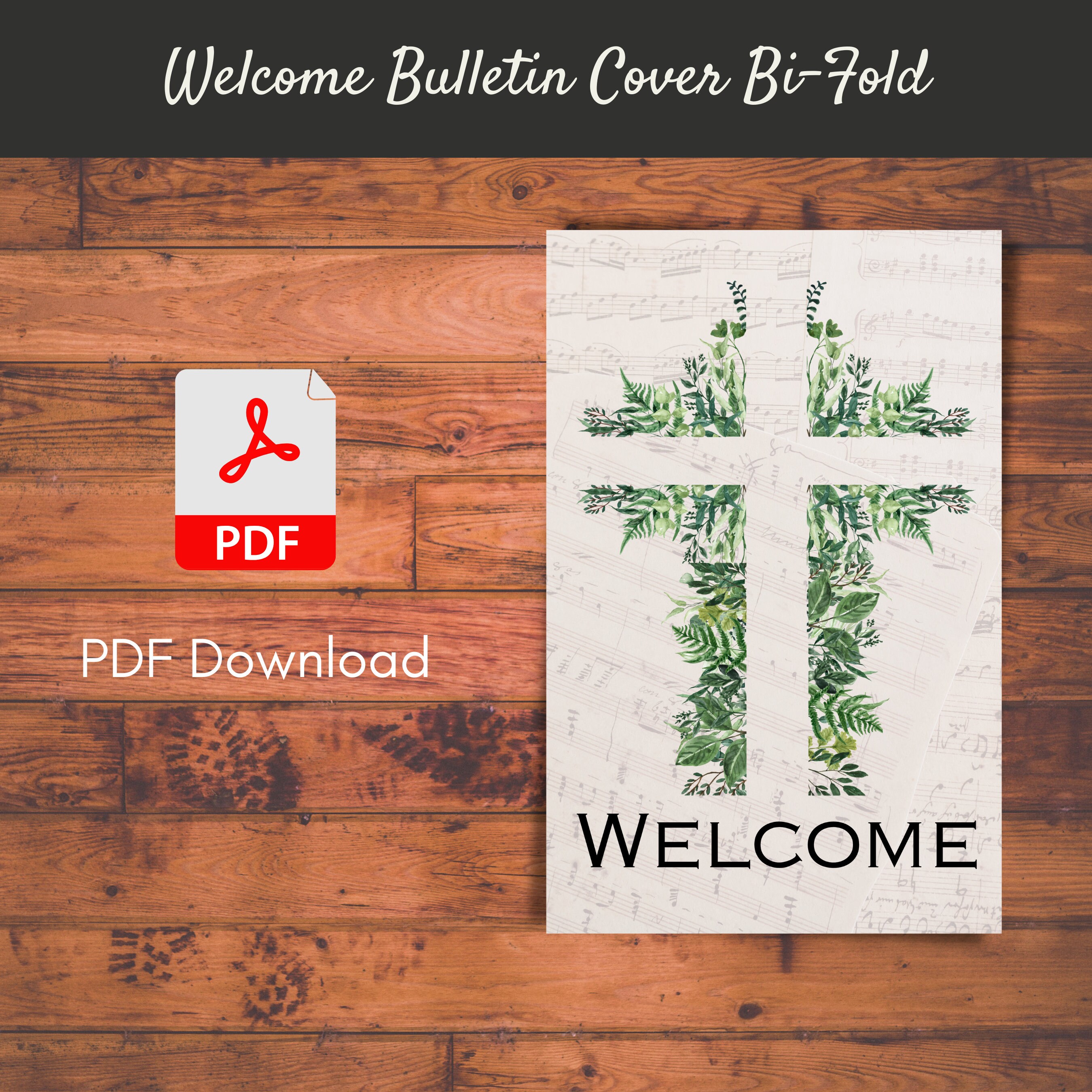 Welcome Bulletin Cover Cross Religious Program Bi-fold PDF - Etsy