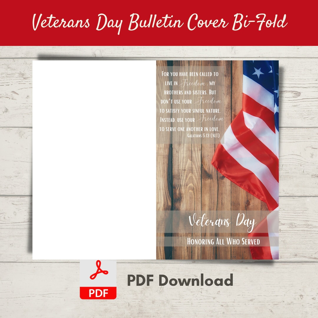 Veterans Day Bulletin Cover | Bi-fold Design | PDF - Etsy