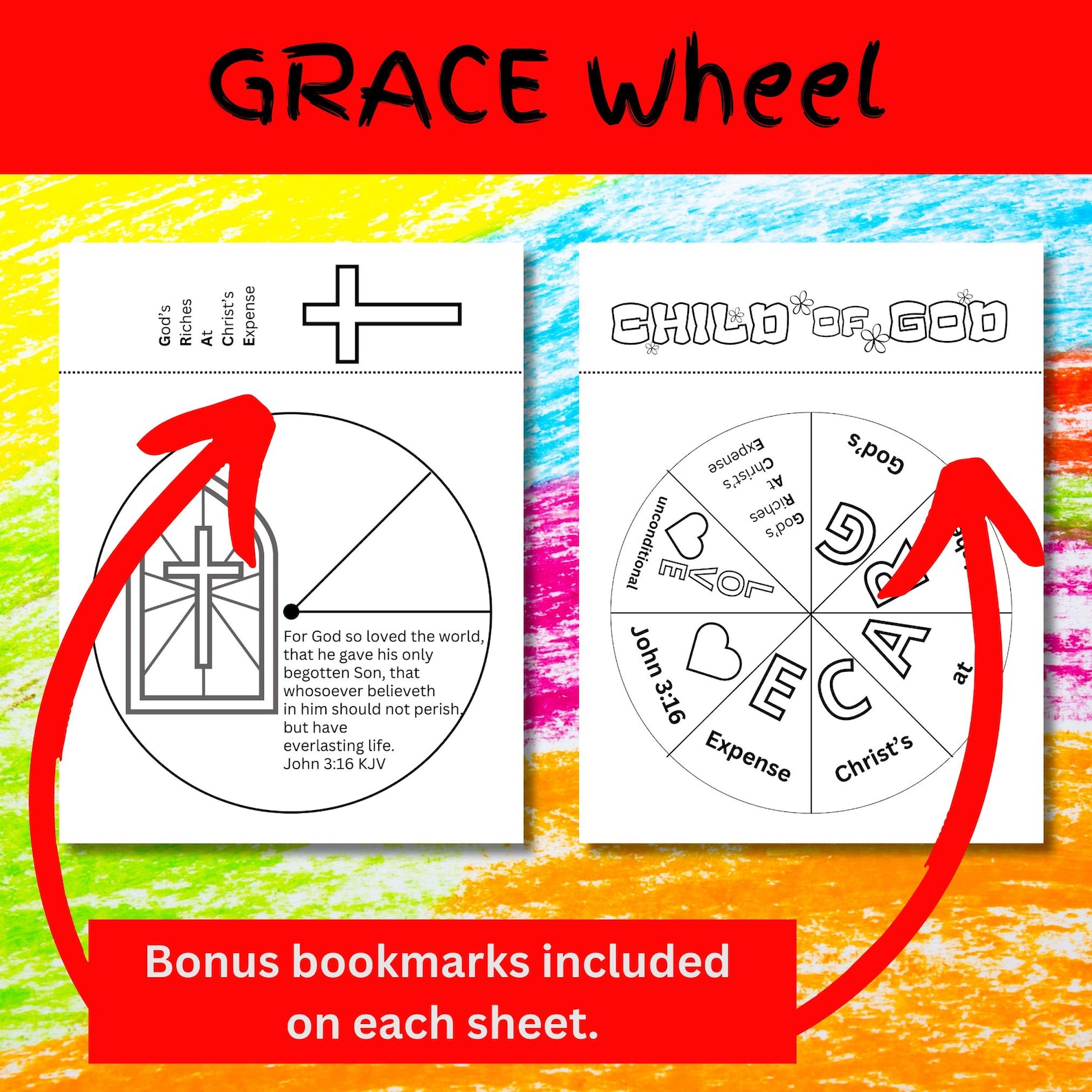 GRACE Wheel Paper Craft: Sunday School VBS Homeschool (instant Download ...